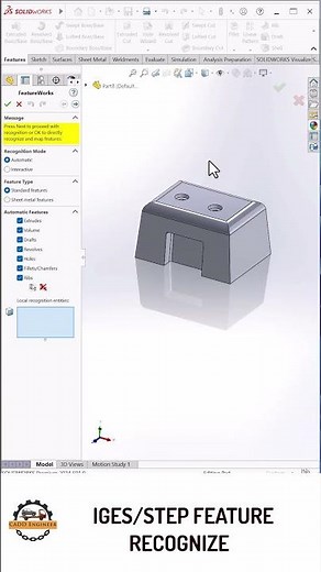 Recognize Features in STEP/IGES | SolidWorks Hack!#caddengineer #shorts