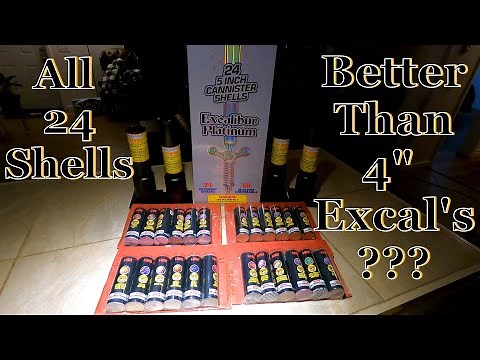 5" Excalibur Platinum Canister Shells By World Class Fireworks (Shot All 24 Shells)