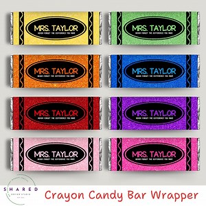 Editable Crayon Chocolate Bar Label, Printable Teacher Appreciation Candy Bar Wrapper, 1st Day of School Gift, Staff Gift, New School Gift - Etsy