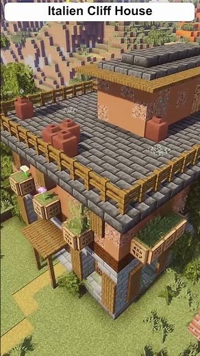 Minecraft Italian Tuscany Cliff House Tutorial | Scenic Villa Build #shorts