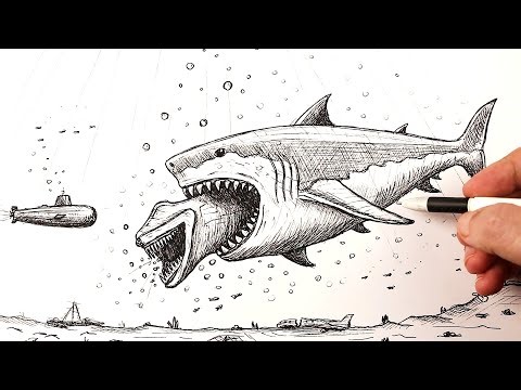 How to draw a Megalodon attack El Gran Maja