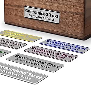 Engraved Custom Name Plate with Adhesive Backing - Stainless Steel Personalized Memorial Plaque, Name Tag - Decorative Name Plates for Trophy, Pet Urn, Picture Frame, Art Tag, Locker