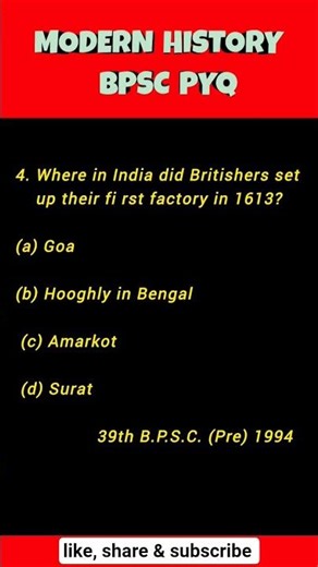 04 BPSC PYQ MODERN HISTORY #bpsc #bpsctre #gk #gs #shorts #ytshorts