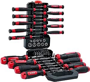 ZKH Magnetic Screwdriver Set 45-Piece, Include Slotted, Phillips, Hex, Torx and Precision Screwdriver Set, Magnetizer Demagnetizer Tools, Tools for Men