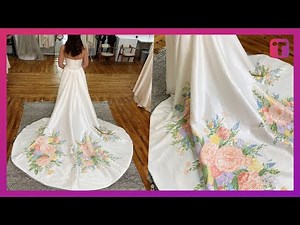 Bride Surprises Friends And Family With Unique Painted Wedding Dress No-One Knew About