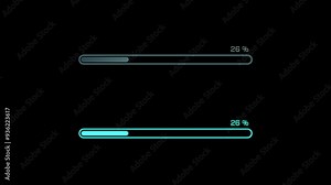 animated loading bar from 0 to 100 percent completed. animation video isolated on alpha channel background(transparent).