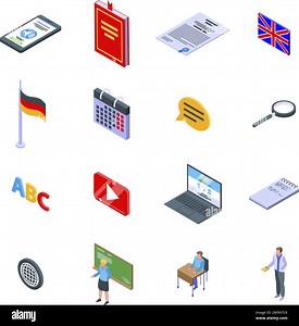 Foreign language teacher icons set. Isometric set of Foreign language teacher vector icons for web design isolated on white background Stock Vector Image & Art - Alamy