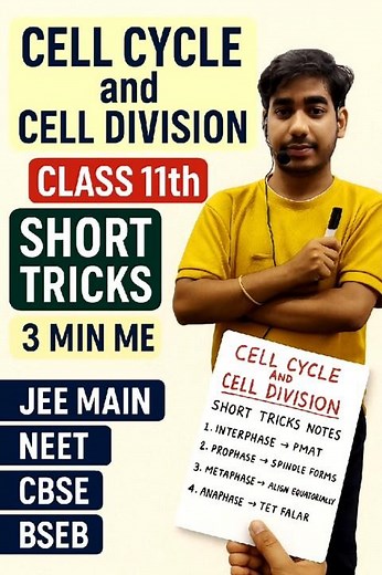 Cell Cycle and Cell Division Class 11 Biology full chapter explained with short tricks in 3 minutes#