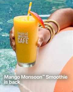 Our fan fave Mango Monsoon™ Smoothie is back & serving alllll the tropical flavors. | Tropical Smoothie Cafe