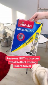 DO NOT BUY THIS IRONING BOARD COVER!❗️🚫 The Vileda Total Reflect Ironing Board Cover will: ❌ Decrease your ironing time. ❌ Remove creases fast & efficiently. ❌ Be too easy to put on. ❌ Fit all ironing boards that range from 120 cm to 130 cm in length. If you buy this ironing board cover, get ready to be completely fed up with how crease-free your clothes are! 😉 | Vileda UK