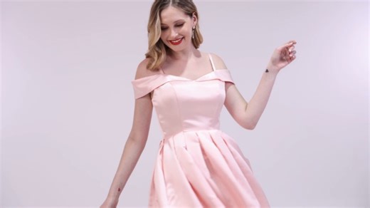 Watch Off The Shoulder Satin Homecoming Dresses Short Prom Dress on Amazon Live