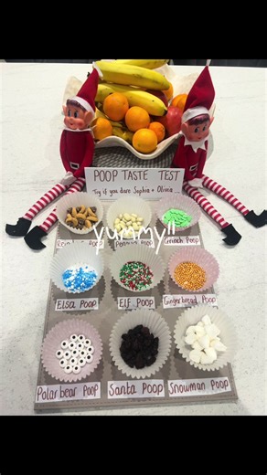 Cheeky elves struck again 🎄💩🍫 Sophia & Olivia face the FAKE festive poop tasting test… Yummy?! 😆 Who dares to try? #ElfOnTheShelf #FestivePrank #FakeFoodFun #SiblingLaughs #ChristmasMischief