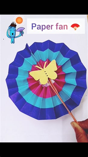 DIY Cute paper fan🔥Easy paper craft ideas #diy #fan #shorts #trending