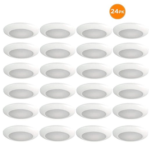 Check The Home Depot's Q&A Before Buying: Commercial Electric 24-Pack 4 in. LED Surface Mount Downlight Flush Mount Disk Light Fixture, 800 Lumens, Selectable CCT 2700K-5000K