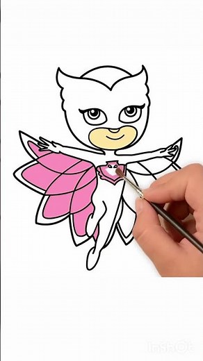 PJ Masks Owlette Coloring 🎨 animated, Blinking eyes. How to draw PJ Masks for kids