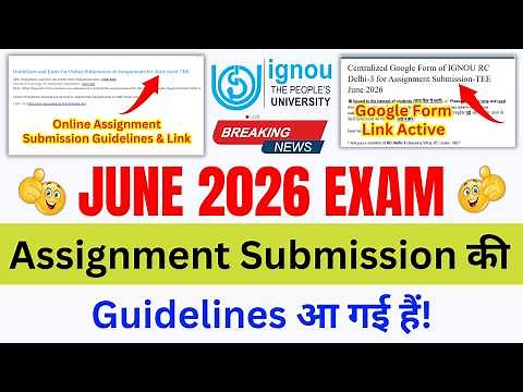 (Breaking News) IGNOU Released Online Assignment Submission Guidelines & Link for the June 2026 Exam