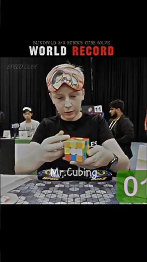 Blindfold 3 by 3 Rubik's cube solved in 12.10 sec |Mr.Cubing #rubikscube #worldrecord #shorts