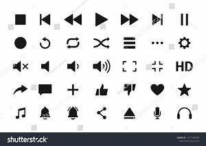 Set Media Player Icons Line Style Stock Vector (Royalty Free) 1477106918 | Shutterstock