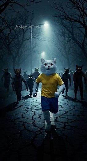 😱 White Cat Chased by Zombie Cats | Scary Horror Animation #cat #shorts