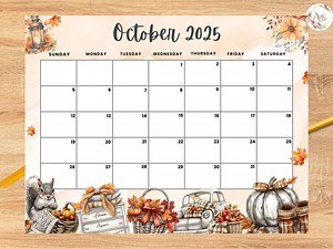 EDITABLE October 2025 Calendar, Beautiful Colorful Autumn With Planner, Kids Schedule, School Calendar, Home School, Silver Autumn Calendar - Etsy