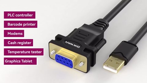 OIKWAN USB to RS232 Serial Adapter with FTDI Chipset - USB 2.0 to Female DB9 Serial Cable for Windows and Mac (6ft)
