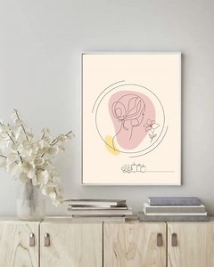 Minimalist Line Art Prints, Yellow Accents, Modern Wall Decor (Digital Download)