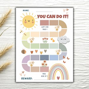 Printable Boho Sun Rainbow Potty Training Reward Chart for Girls, Soft Pastel Colors Digital Download, A4 and US Letter Sizes, Whimsical - Etsy
