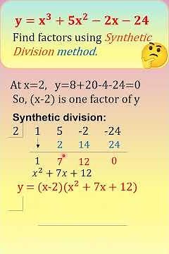 Synthetic Division Method I Factoring using Synthetic division I #shorts #short #youtubeshorts