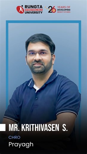 Rungta University on Instagram: "🌟 Real HRs. Real Rungta – Episode 7 🌟 We’re back with another inspiring conversation with industry leaders! This time, we had the honor of hosting Krithivasen S., CHRO of Prayagh Confectionary, who shared his journey, insights, and advice for students ready to step into the professional world. From his earlier association with Rungta University to launching Centers of Excellence in leading organizations, Krithivasan S. emphasizes: 💡 The importance of industry-