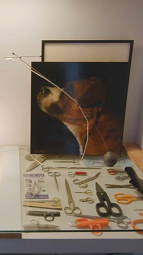 Glass top table showcases this couple's scissor collection 😮 #nevertoosmall #architecture #architecturedesign #interiordesign #tinyhouse #smallapartment #sustainableliving #barcelona | Never Too Small