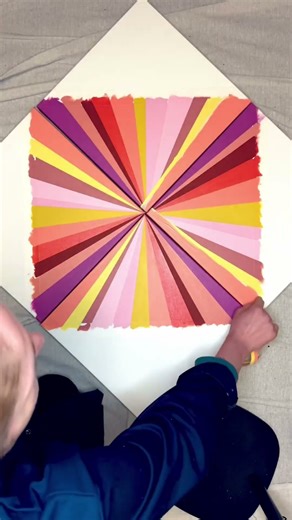 Hard-edge painting process, tape removal sounds #artinspiration #colorpalette #colorschemes