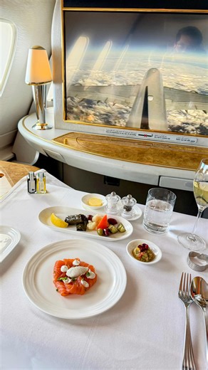 Flying on Emirates first class on the classic A380! While you cannot book emirates first class directly using points anymore. You can still book business and upgrade to first class. I found this using roame.travel #emirates #awardtravel #roame #travelhacks | Roame