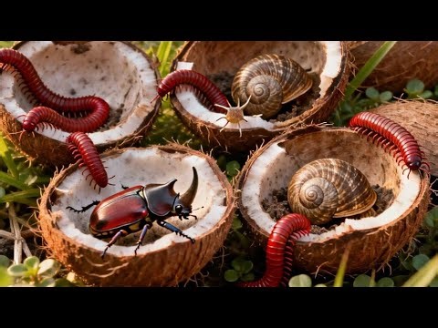 RARE‼️ I Never Expected to See Millipede , Snail & Rhino Beetle Together #rareencounter #insects