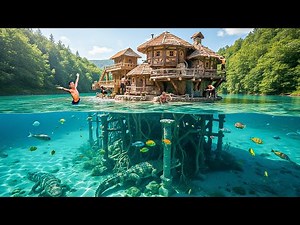 200 Days Building an Eco-Friendly Floating Housing Complex With Pools System Using Primitive Tools