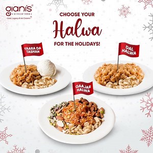 Which would be your pick for these Holidays? Treat your sweet tooth with out mouth-watering Halwas today! Walk in to your nearest Giani's today. #spreadinglovesince1956 #icecream #cake #christmas #cravings #order #contactlessdelivery #safe #healthy #indulgence #gianis #sundae #legacy #gathering #familytime #gettogether #specialwintermenu #gajarhalwa #dalhalwa #yaaradatashan #gulabjamun | Giani's | Facebook