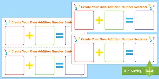 Create Your Own Addition Number Sentence Worksheet