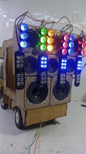 @JHASTECHNICAL Mini Dj Gadi Loding With Dj Lighting Set-up | How to make Cardboard Gadi#shorts