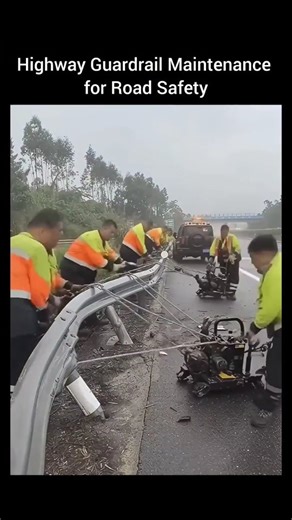Engineering Gadgets on Instagram: "Highway Guardrail Maintenance for Road Safety This video offers a close-up look at routine maintenance and repair operations on a highway guardrail system—a critical element of road safety and transportation infrastructure. It shows how coordinated teamwork and specialized equipment are used to restore damaged guardrails and ensure continuous protection for drivers and road users. Each adjustment and secured connection reflects the careful planning and executio
