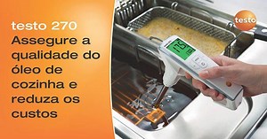 testo 270 - Analisador de qualidade do óleo de fritura. Saiba mais: https://bit.ly/2KCSKp5 O testo 270 Irá permitir que você trabalhe de forma mais confiável, intuitiva e eficiente: você vai encontrar no t-270 um assistente competente, ajudando você a obter garantia de qualidade impecável quando se trata de seus processos de fritura. A monitoração fácil do óleo de cozinha através do testo 270 permite-lhe observar os valores críticos do TPM, para que possa trocar o óleo no momento certo. Isso evi