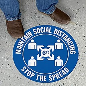 SmartSign Maintain Social Distance Floor Decal, Social Distancing Sticker, Anti Slip Adhesive Floor Signs | 9x9 Inches Anti-Skid Vinyl, Pebbled Finish, Made in USA