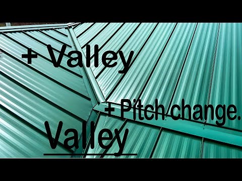 How to install a valley with a pitch change. Standing seam metal roof flashing.