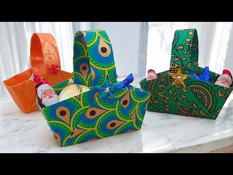 Mini Origami Rectangular Paper Basket | DIY Paper Craft Ideas - Fun & Easy Foldings by I. Sasaki