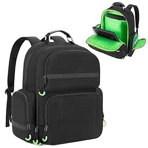 PGmoon Game Console Backpack Compatible with Xbox One/One S/ One X, Xbox Series S, Xbox 360/ 360 Slim, Travel Carrying Case Bag for 15.6’’ Laptop, Controllers, Cables (Patent Design)