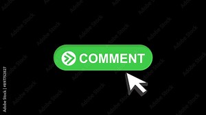cursor animation pointing towards comment button in looping with transparent background