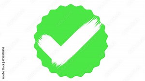 Green Check mark symbol animation on white background, Correct Symbol looping Motion graphic.