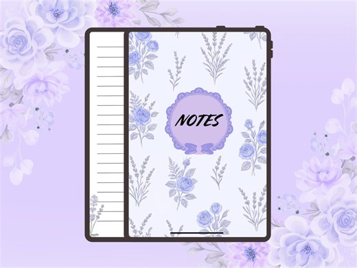 Purple Floral Digital Notebook for Goodnotes: Lined Pages (A4 & 6x8) (PDF Download) - Etsy