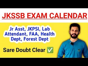 JKSSB Exam Calendar 2026 | Jr Assistant First Written | Forest, Lab Attendant, JKPSI Dates Out