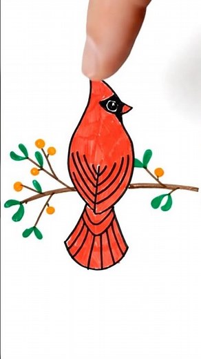 How to Draw a Cardinal #cardinals #drawandsing #singanddraw #christmasdrawing #birdsdrawing