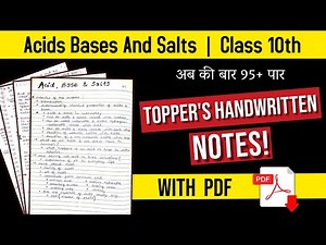 Acids Bases And Salts Notes Class 10 CBSE | Toppers Handwritten Notes with PDF | Science Chapter 2