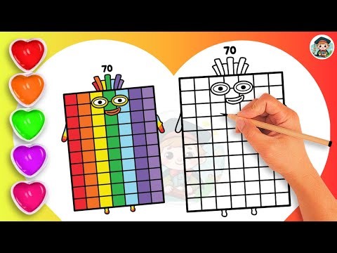 COLORING Numberblock 70🌈 - Learn to draw Numberblock 70 Easy Drawing for Kids